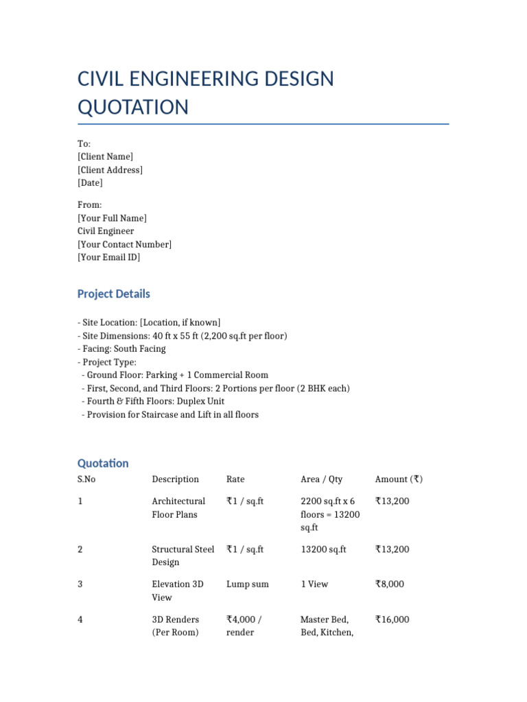 Quotation_Civil_Design | PDF