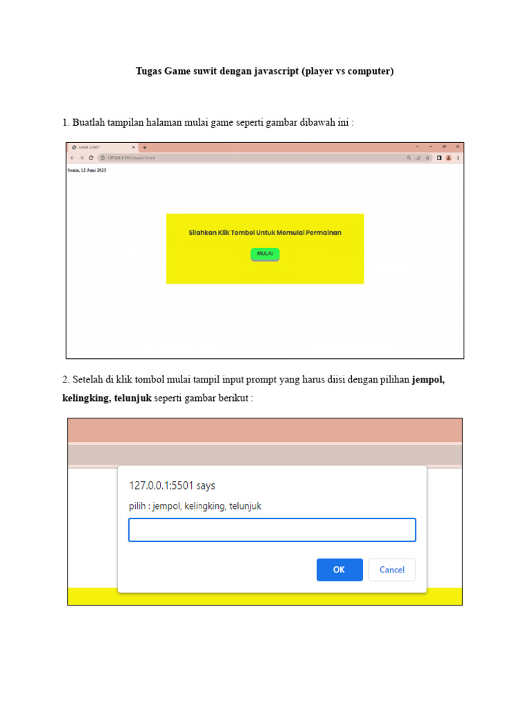Tugas Game Suwit Dengan Javascript | PDF