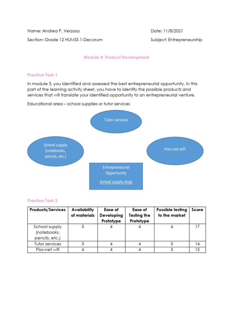 Entrep Module 4 Andrea Verzosa Grd. 12 HUMSS 1 Decorum | PDF