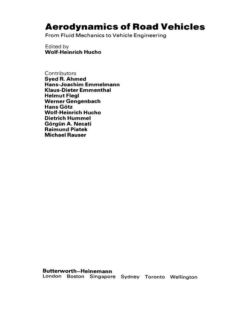 Aerodynamics of Road Vehicles. From Fluid Mechanics To Vehicle ...