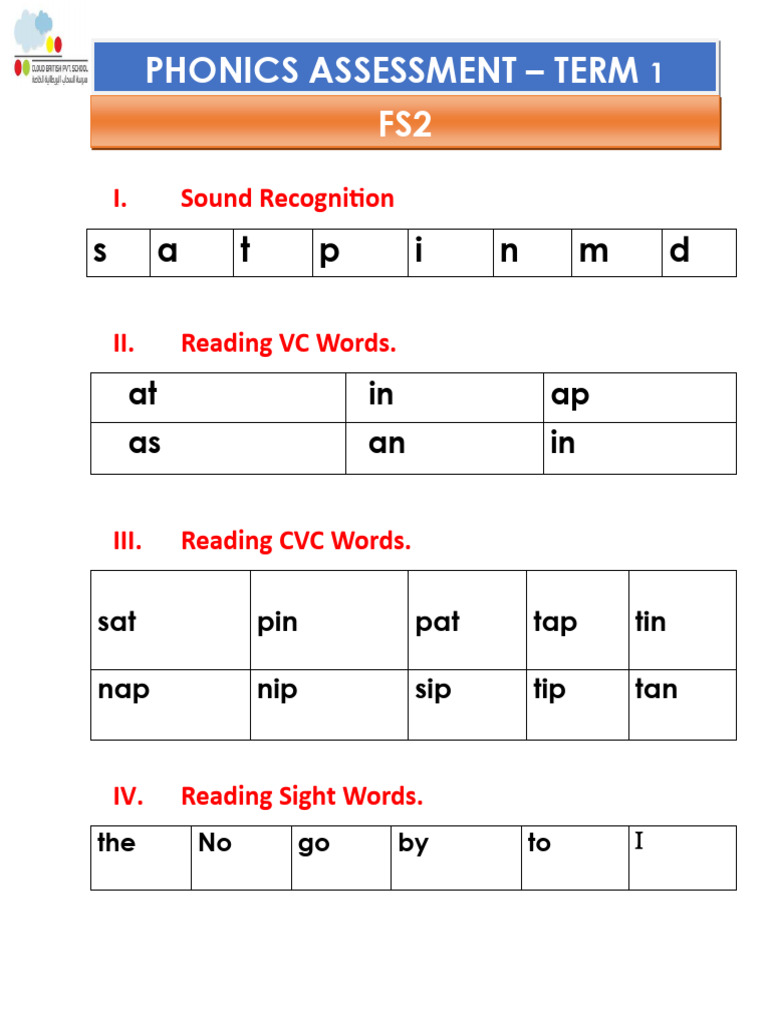 Stage 1 Phonics Assessment Sheet | PDF