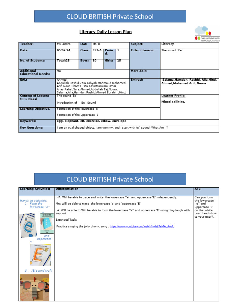 Literacy Daily Lesson Plan FS | PDF | Education Theory | Pedagogy