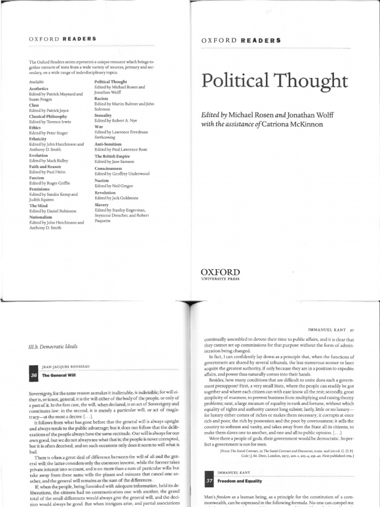 Political Thought. Oxford Readers | PDF