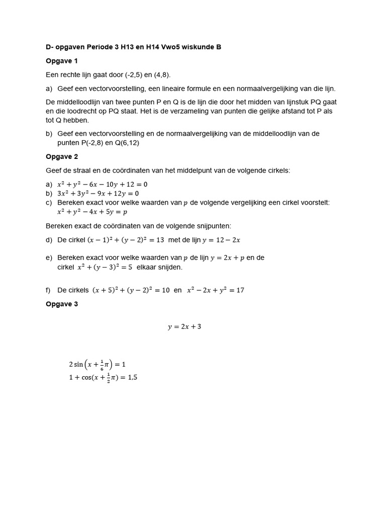 D Opgaven H13 H14 | PDF