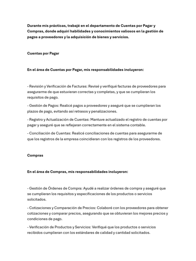 Durante Mis Prácticas | PDF | Cuentas por pagar | Gestión de recursos ...