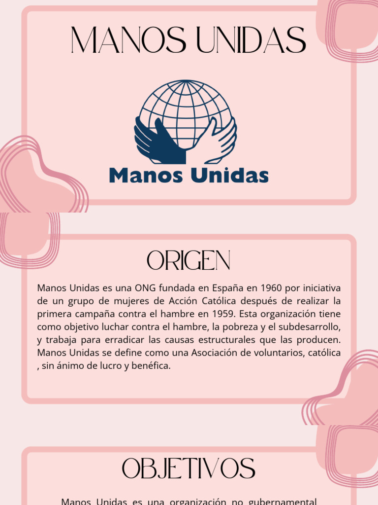 Objetivos y origen de Manos Unidas | PDF