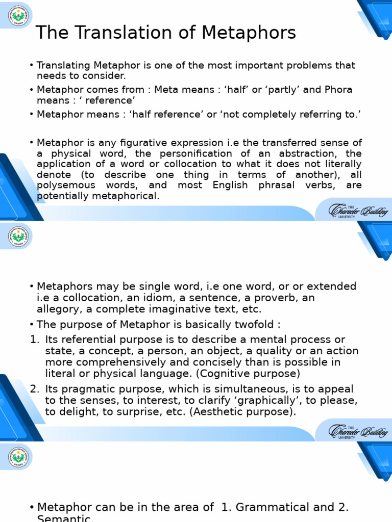Translation of Metaphors | PDF | Metaphor | Semantics