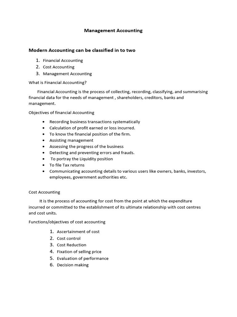 Management Accounting (Short Notes) | PDF | Cash Flow Statement | Expense