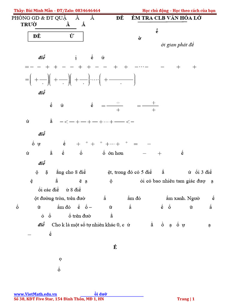 (Đề thi HSG T7) Cầu Giấy | PDF