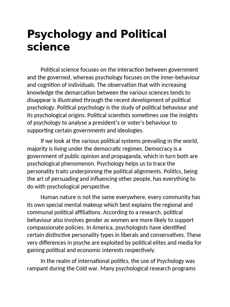 Psychology and Political Science | PDF