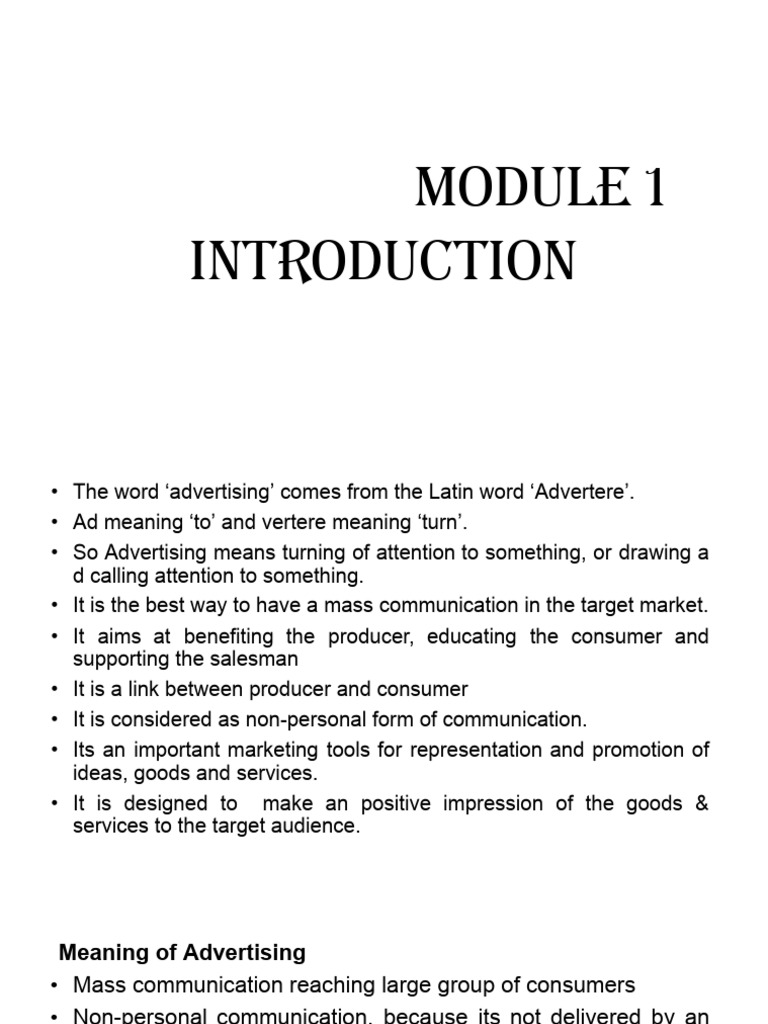 Advertising and Sales Management Notes (Module 1) | PDF | Advertising ...