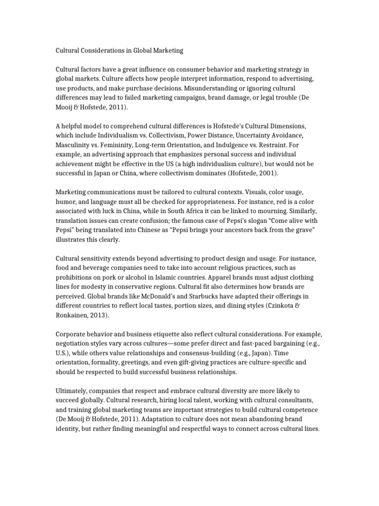 Global Marketing and Cultural Sensitivity | PDF | Marketing | Brand