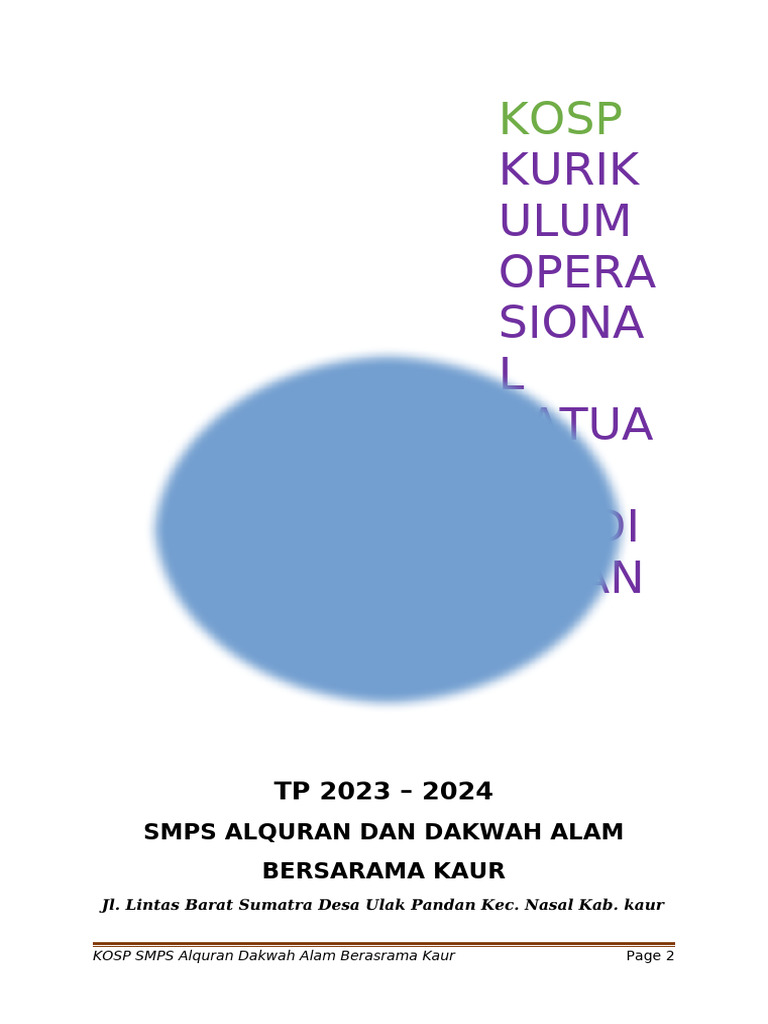 Kosp Kurmer SMP Ada Berasrama Kaur 2024-2025 | PDF