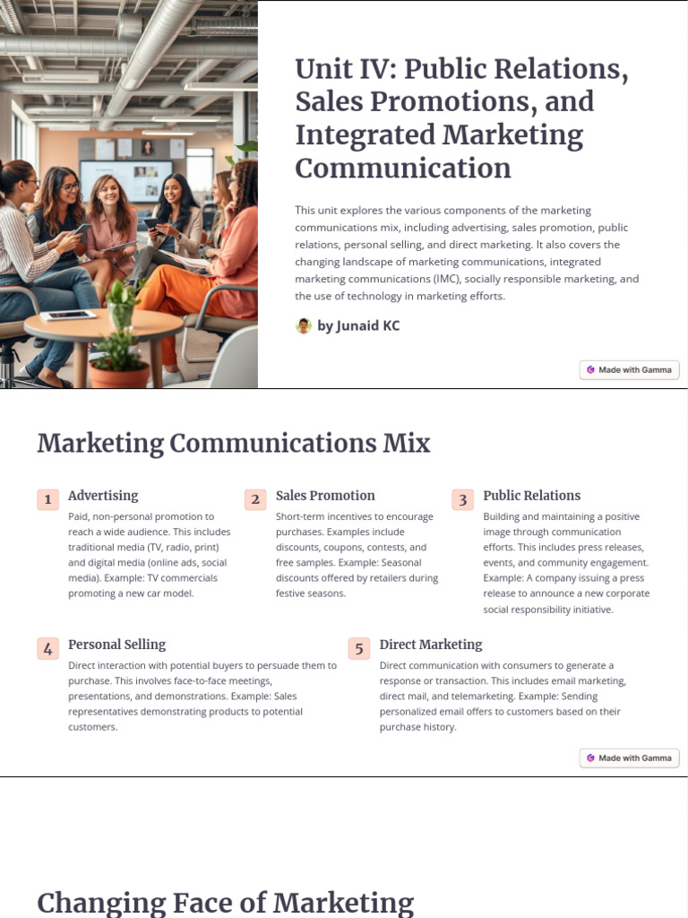 Unit IV Public Relations Sales Promotions and Integrated Marketing ...