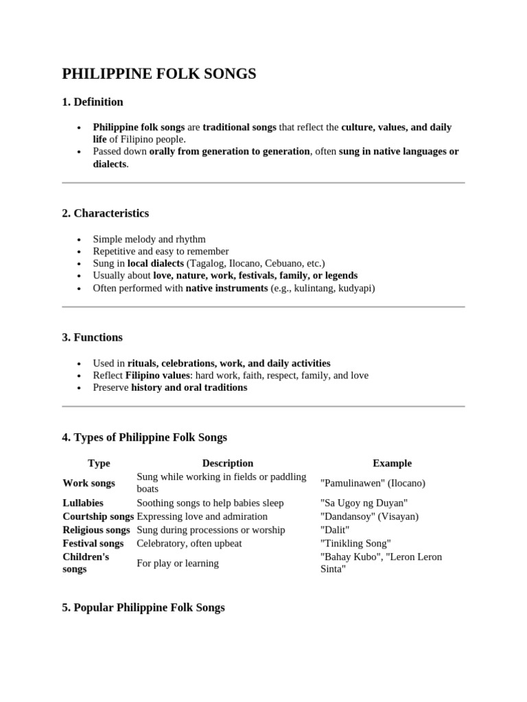 PHILIPPINE FOLK SONGS | PDF