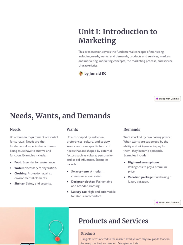 Unit I Introduction to Marketing | PDF | Marketing | Financial Markets