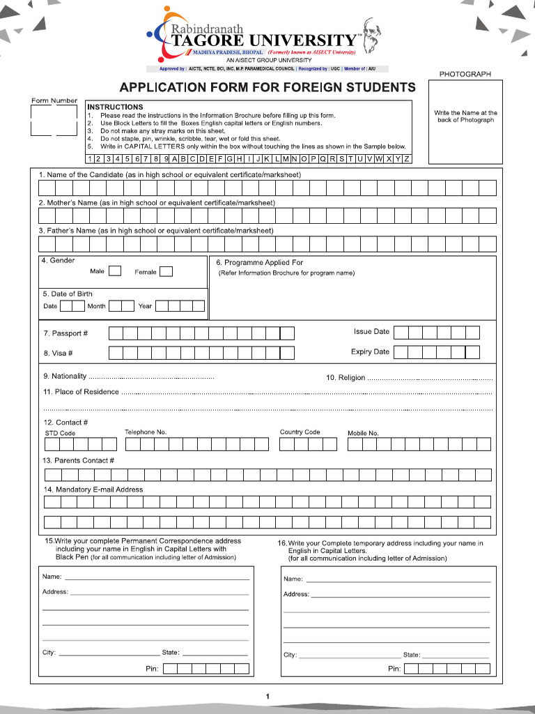 RNTU Application Form-Small | PDF