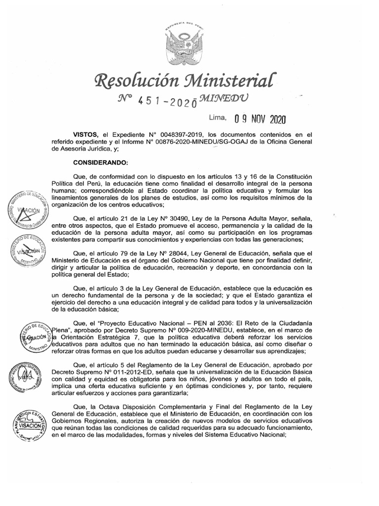 RM #451-2020-Minedu PDF | PDF