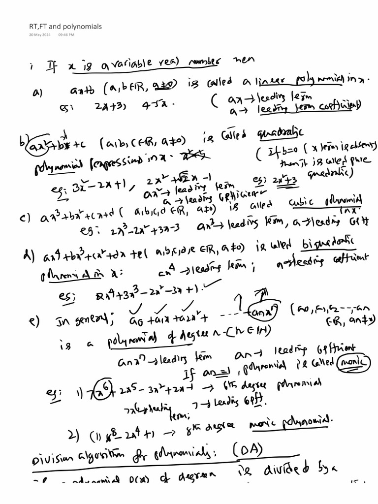 RT, FT, Polynomials | PDF