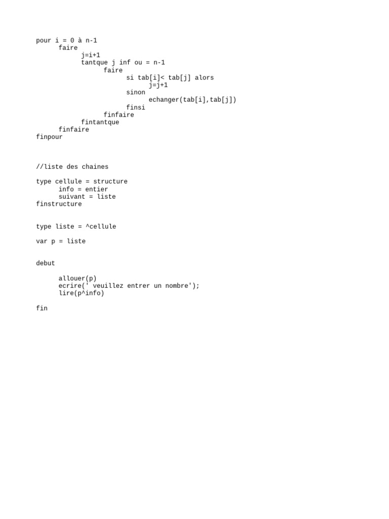 Algorithme de tri par échange en Pascal | PDF