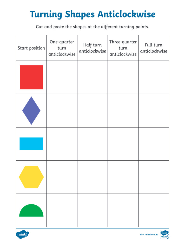Turning Shapes Anticlockwise Assignment | PDF