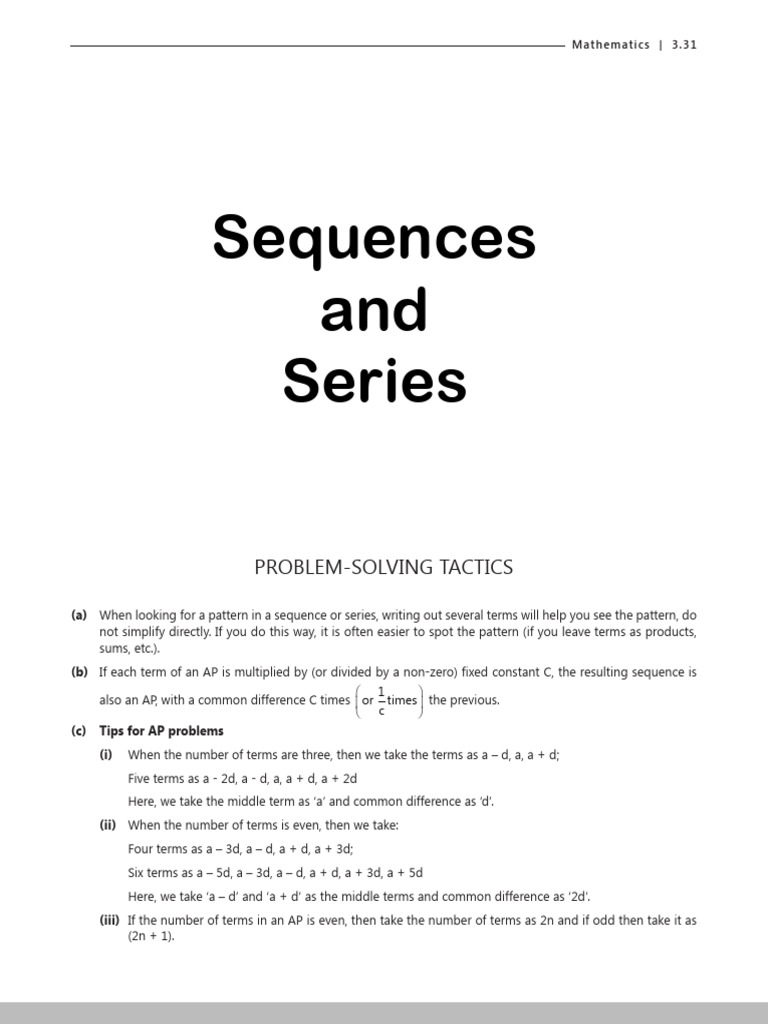 3.sequences and SeriOLVING TACTICSFor | PDF | Elementary Mathematics | Mathematical Analysis