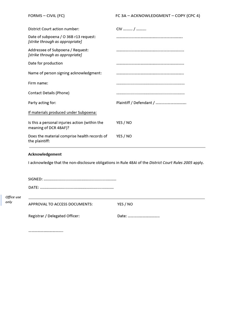 FC 3A Acknowledgment Form Details | PDF