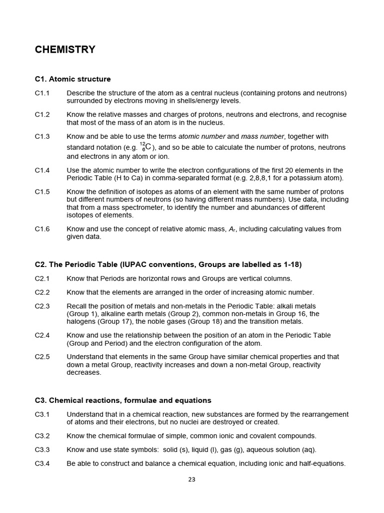 ESAT Chemistry Syllabus Overview | PDF | Chemical Compounds | Redox