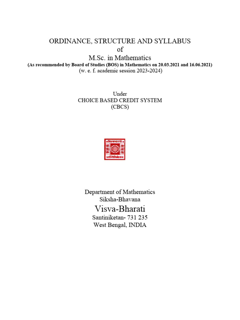 PG Mathematics CBCS - 2022-2023 | PDF | Stress (Mechanics) | Continuum Mechanics