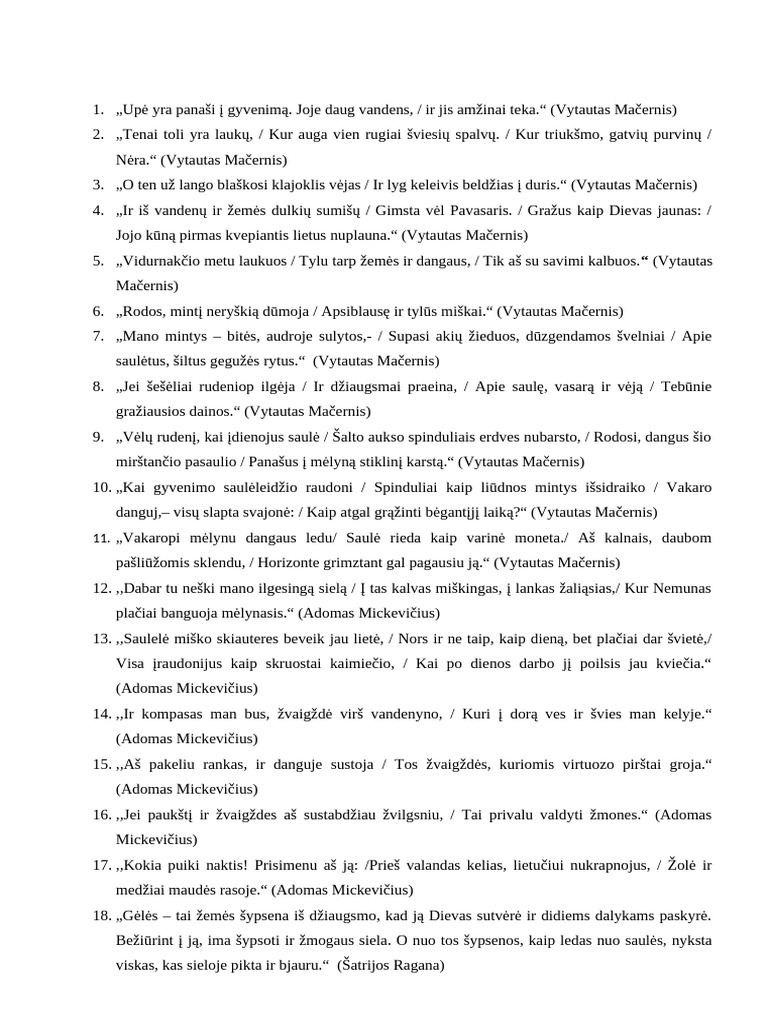 Citatos Apie Gamtą | PDF