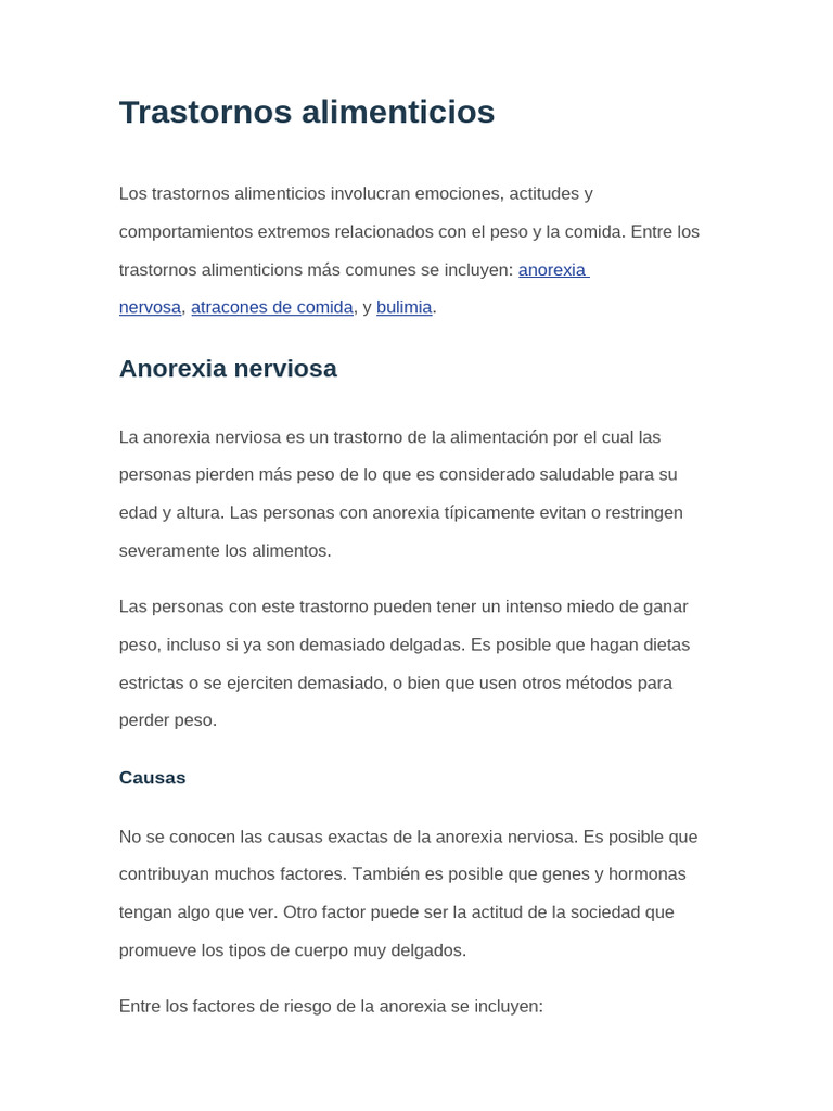 Trastornos alimenticios | PDF | Trastorno depresivo mayor | Bulimia nerviosa