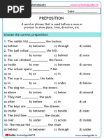 Preposition Worksheet Class4 | PDF