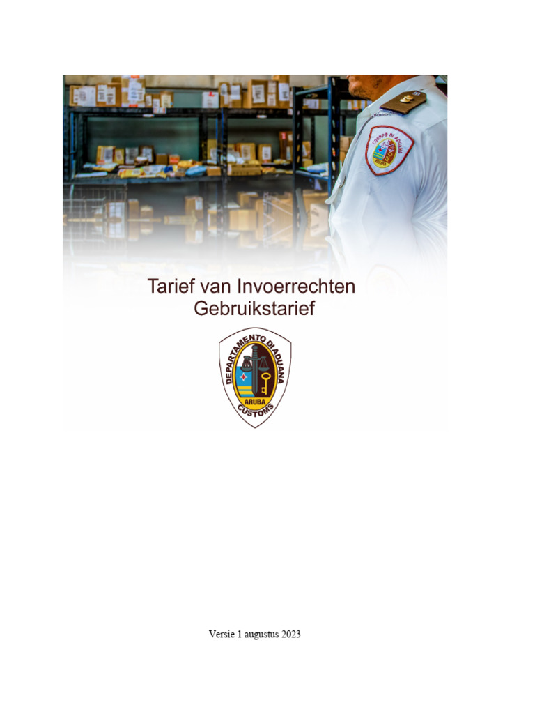Tarief Van Invoerrechten Versie 1 Augustus 2023 | PDF