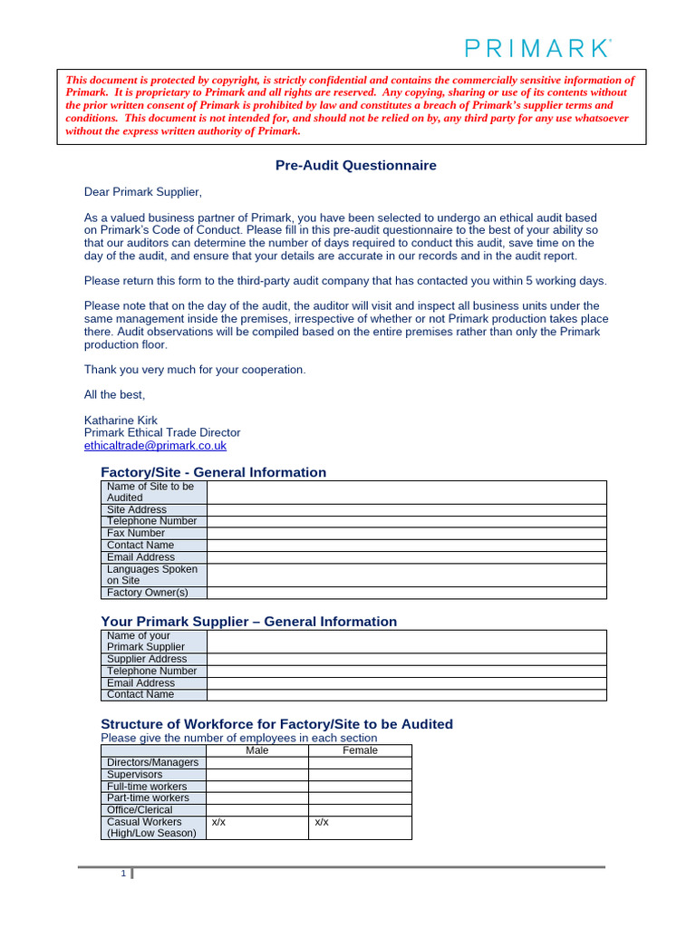 Pre-Audit Questionnaire (General) | PDF | Audit | Business