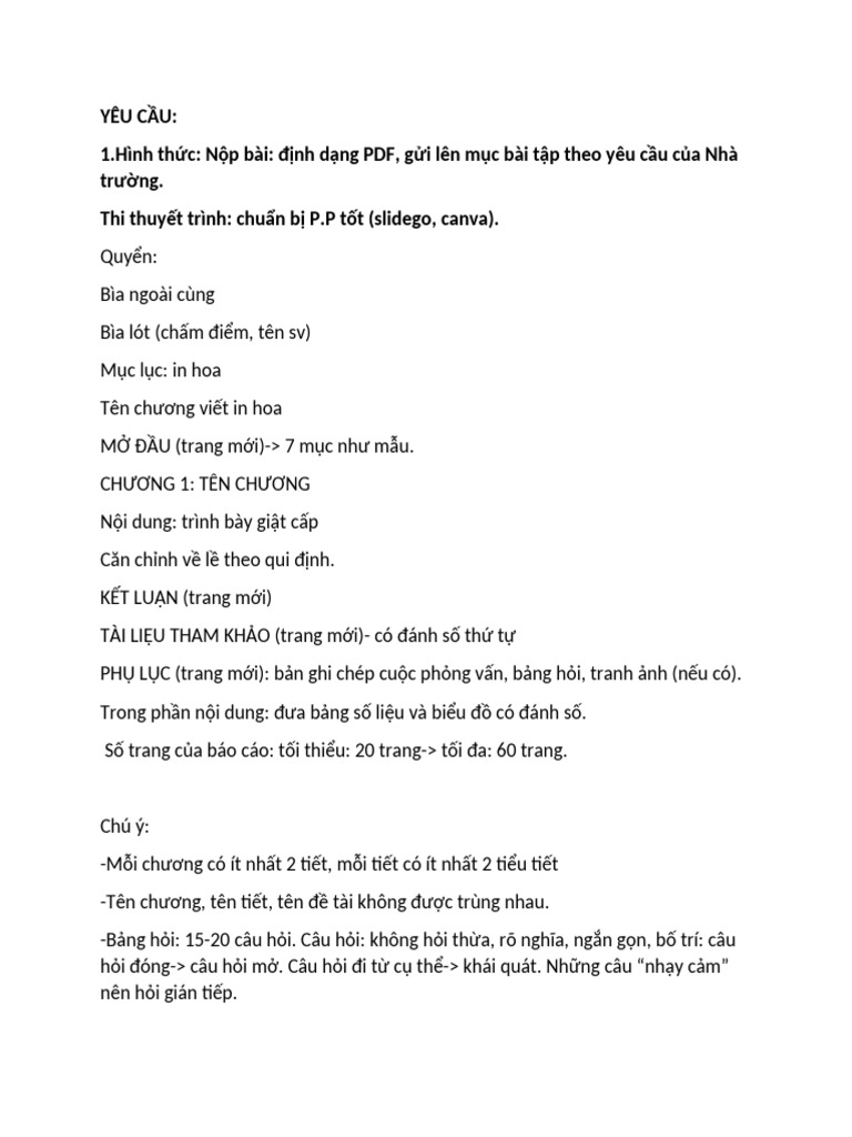 YÊU CẦU đói với báo cáo khoa học của môn PPNCKH | PDF