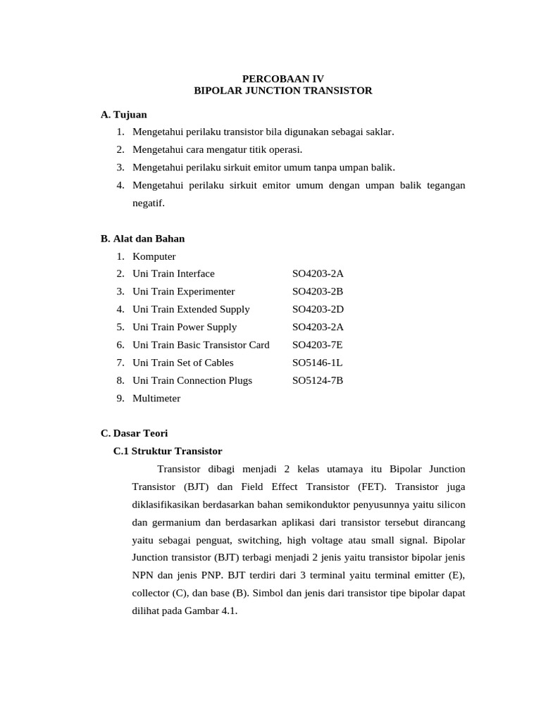P4 Bipolar Junction Transistor_Klp 2 | PDF