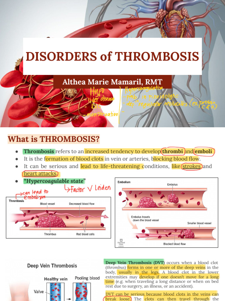 Disorders of Thrombosis | PDF