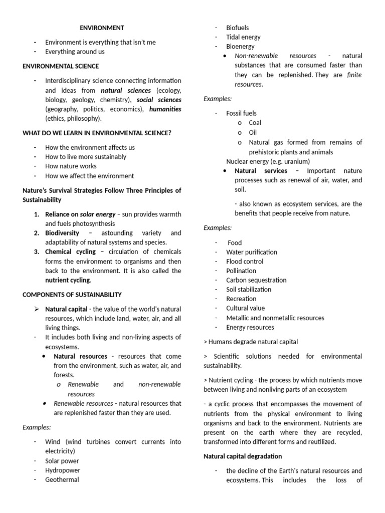 Environmental Science Lesson 1 | PDF | Environmental Degradation ...