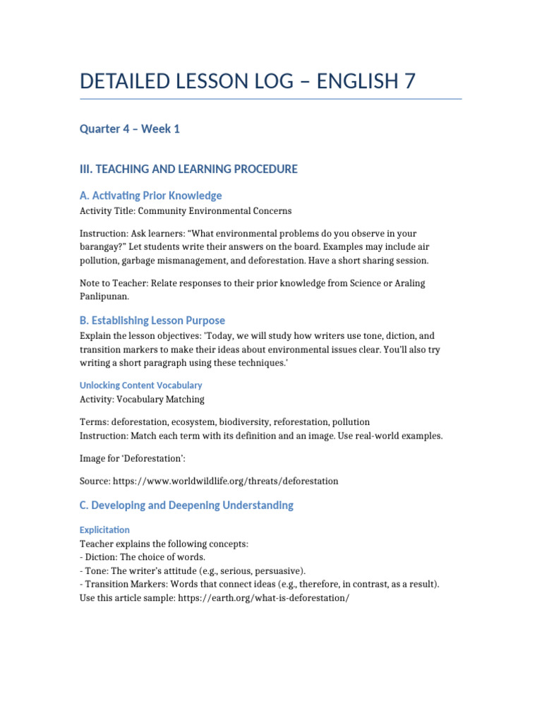 ENG7_DLL_Q4_W1_COMPLETE_III_IV | PDF | Behavior Modification | Learning