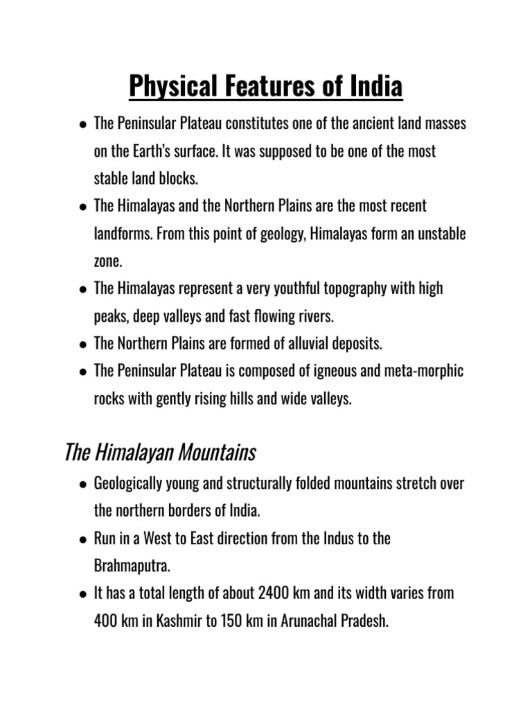 Physical Features of India | PDF | Himalayas | Coral Reef