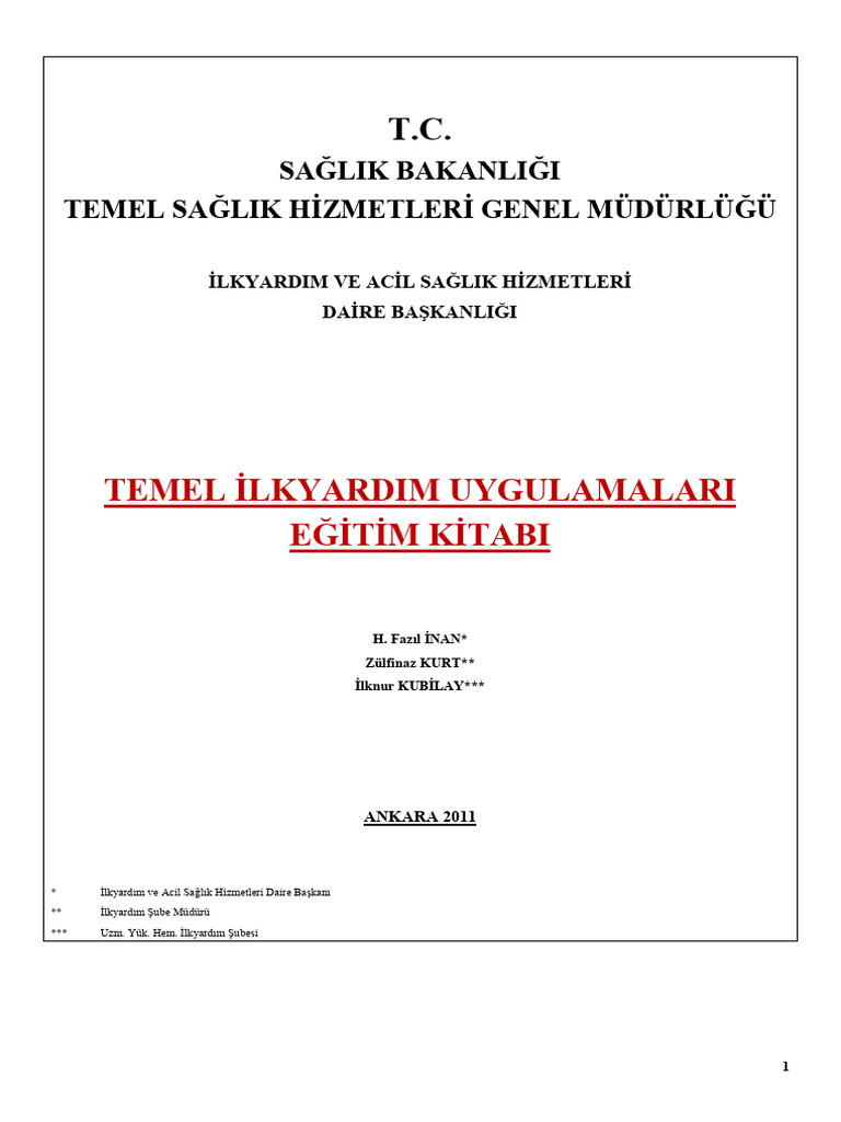 Saglik Bakanligi Ilk Yardim | PDF