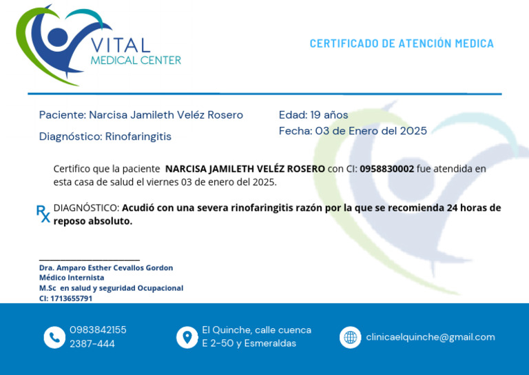 Paciente Veléz Jamileth | PDF