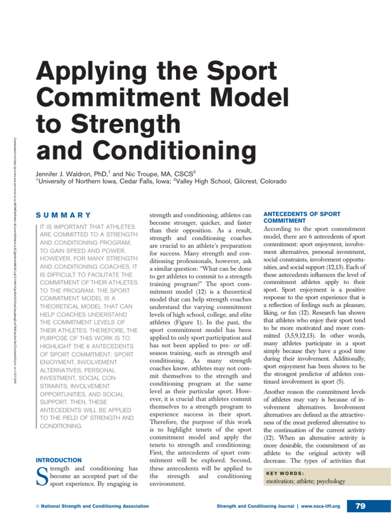 Applying The Sport Commitment Model To Strength and Conditioning ...