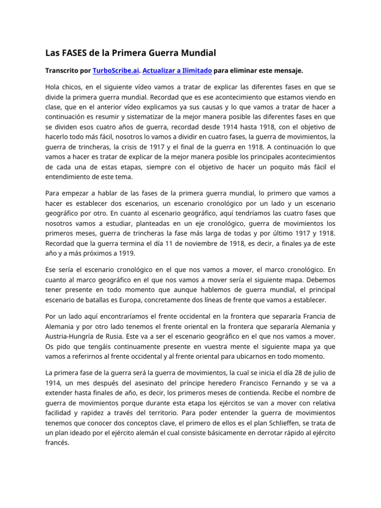 Las FASES de La Primera Guerra Mundial | PDF | Batalla de Verdun | Frente Occidental (Primera ...