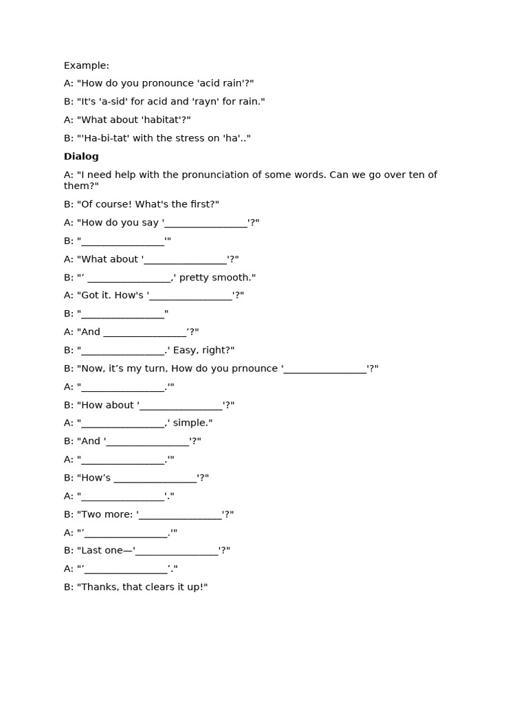 Pronunciation Worksheet | PDF