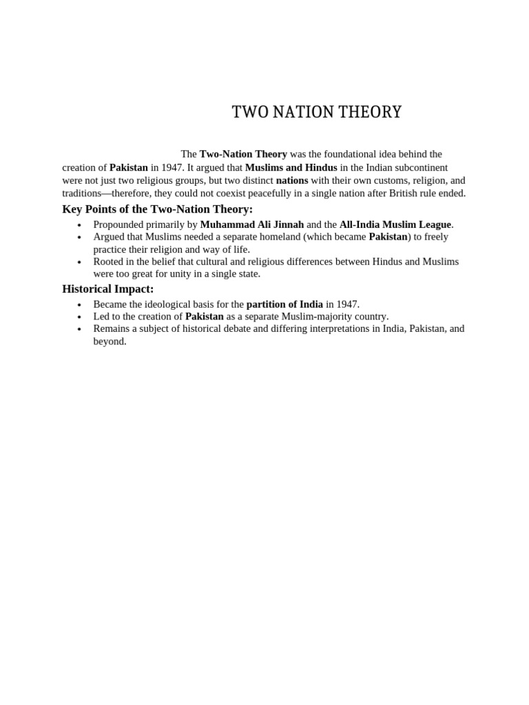 Two Nation Theory | PDF