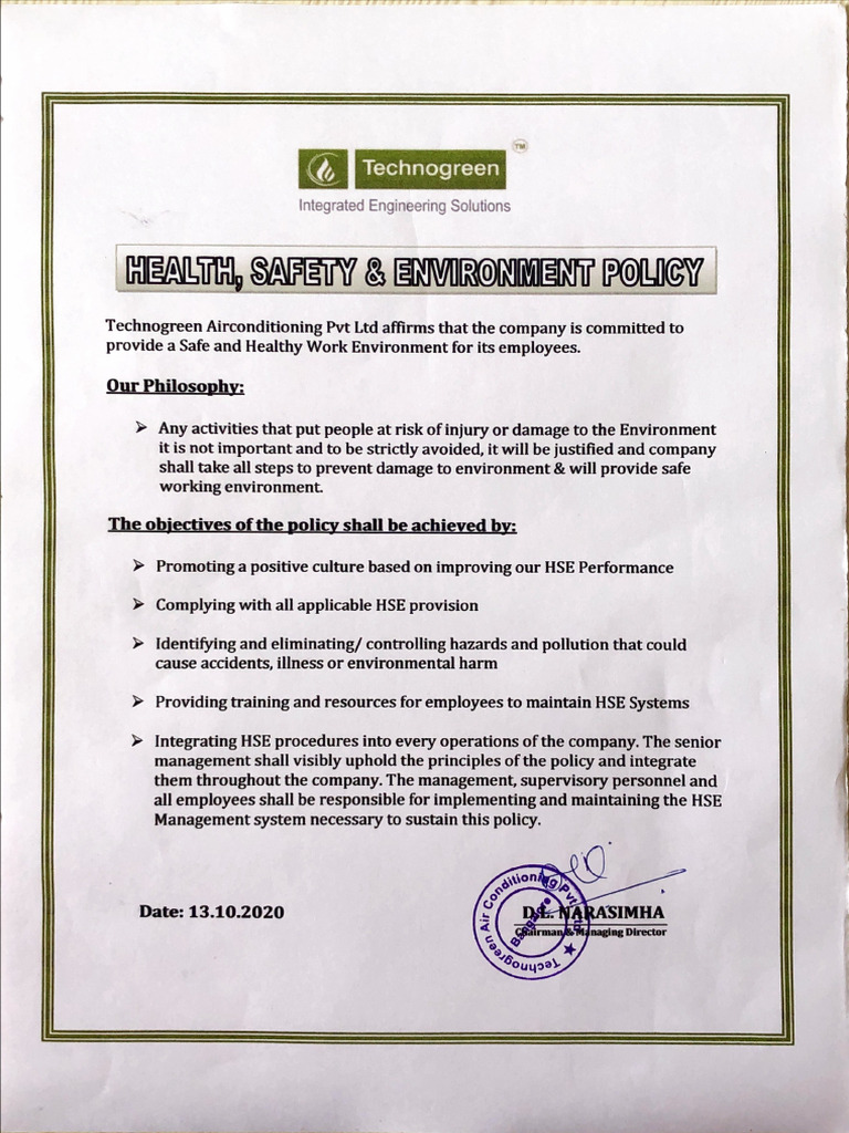 HSE Policy 008 | PDF