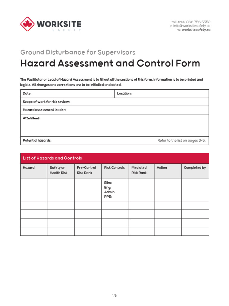 Hazard Assessment and Control Form | PDF | Personal Protective ...