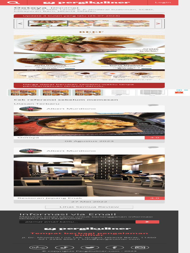 Menu Ootoya di Pacific Place Jakarta | PDF