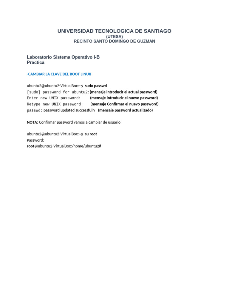 PRACTICA-3 Cambiar Clave Root Linux | PDF